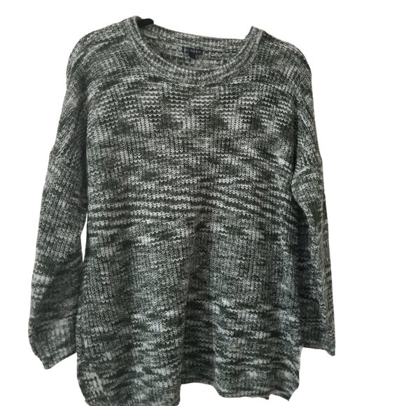 Hannah | Sweaters | Hannah Womens Green White Knit Sweater Xl Loose Fit ...